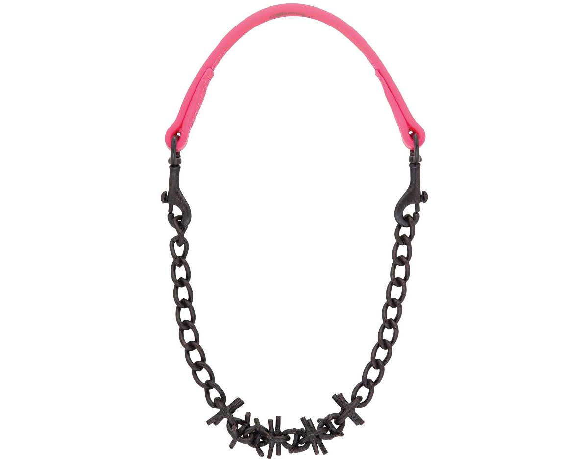 Brahma Webb Goat Collar - Pronged Chain Hot Pink - Item # 42199